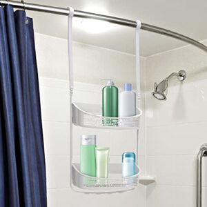 BLACK+DECKER 2-Way Convertible Hanging Anti-Swing Shower Caddy, 2 Way Adjustable Arm, Over The Door, Loofah & Razor Hooks, Storage & Organization, Large and Small Bottles and More, White