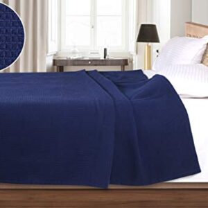 Goroly Home Farmhouse Cotton Throw Bed Blanket King - Perfect for Layering Any Bed - Provides Comfort and Warmth for Years - Navy - 102x90 Inch