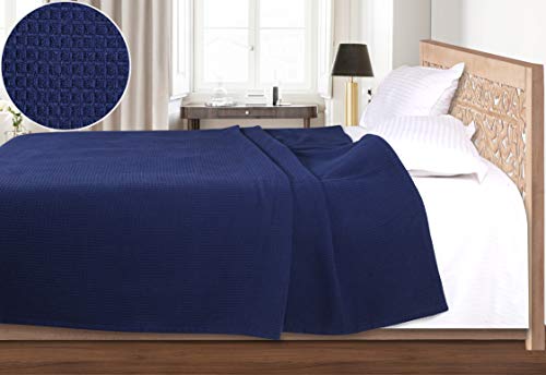 Goroly Home Farmhouse Cotton Throw Bed Blanket King - Perfect for Layering Any Bed - Provides Comfort and Warmth for Years - Navy - 102x90 Inch