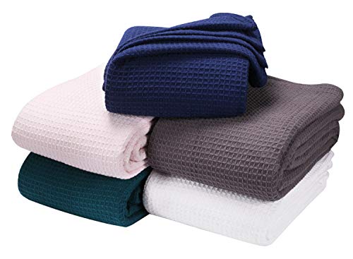 Goroly Home Farmhouse Cotton Throw Bed Blanket King - Perfect for Layering Any Bed - Provides Comfort and Warmth for Years - Navy - 102x90 Inch