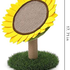 Lovely Caves Sunflower Cat Scratching Post with Sisal Covered, Cat Claw Scratcher Pole for Kitten, Flower Cat Tree Furniture Scratch Post