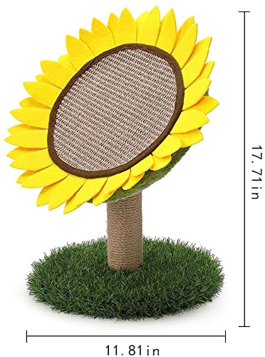 Lovely Caves Sunflower Cat Scratching Post with Sisal Covered, Cat Claw Scratcher Pole for Kitten, Flower Cat Tree Furniture Scratch Post