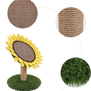 Lovely Caves Sunflower Cat Scratching Post with Sisal Covered, Cat Claw Scratcher Pole for Kitten, Flower Cat Tree Furniture Scratch Post