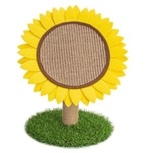 Lovely Caves Sunflower Cat Scratching Post with Sisal Covered, Cat Claw Scratcher Pole for Kitten, Flower Cat Tree Furniture Scratch Post