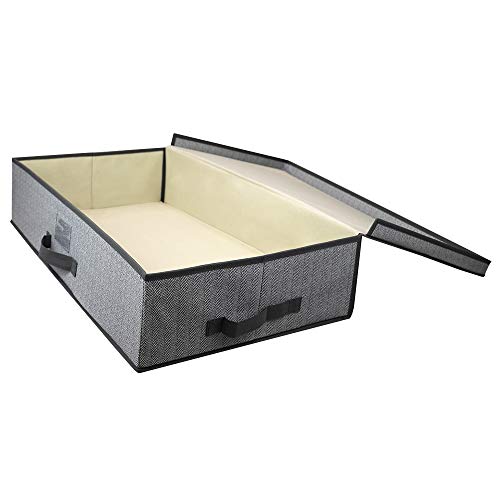 Home Basics SB39008 Under The Bed Storage Box with Label Window, Organizer, Grey