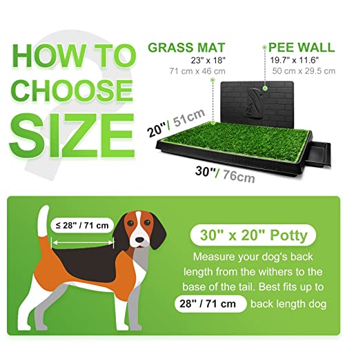 Hompet Dog Grass Pad with Tray Large, Puppy Turf Potty Reusable Training Pads with Pee Baffle, Artificial Grass Patch for Indoor and Outdoor Use, Ideal for Small and Medium Dogs (30"×20")