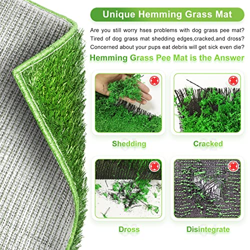 Hompet Dog Grass Pad with Tray Large, Puppy Turf Potty Reusable Training Pads with Pee Baffle, Artificial Grass Patch for Indoor and Outdoor Use, Ideal for Small and Medium Dogs (30"×20")