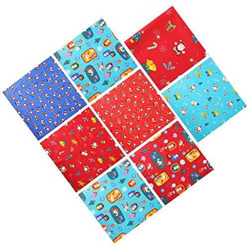 EXCEART Fabric Fabric Christmas Fabric 8Pcs Xmas Cotton Clothes Hand DIY Bundles Patchworks Quilted Quilting