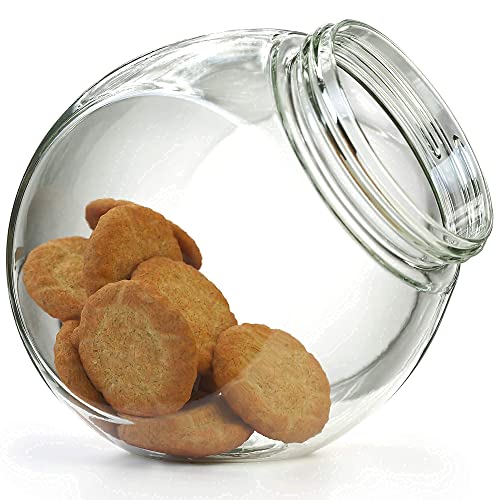 Glass Cookie Jar with Airtight Lids - Cookie, Pastries, Cake and Candy Jar, Dog Treat Container, BPA-Free Clear Glass Storage Container Canister - Cookie Jars For Kitchen Counter with Bamboo Lid -76oz