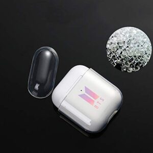 BTS Airpods Case Cute Clear Protective Cover Skin with Keychain for Girls BTS Merch Compatible with Apple Airpods 1&2