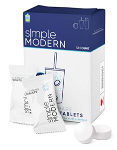 simple modern cleaning tablets for water bottles, tumblers, coffee mugs, stainless steel drinkware, 12 pack