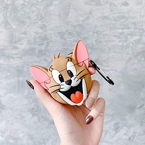 ZOSTLAND Wireless Earphone Case, Adorable Mouse Thick Soft Portable Keychain Finger Ring Protective Silicone Skin Cover Case Compatible with Apple AirPods Case 2&1 (Airpods 1/2,Mouse)