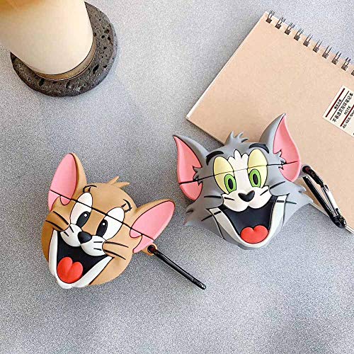 ZOSTLAND Wireless Earphone Case, Adorable Mouse Thick Soft Portable Keychain Finger Ring Protective Silicone Skin Cover Case Compatible with Apple AirPods Case 2&1 (Airpods 1/2,Mouse)