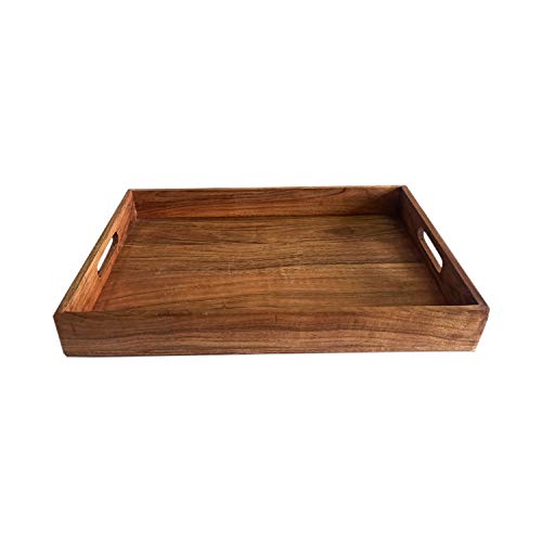 Kaizen Casa |Wooden Rectangular Serving Tray, Wood Plate, Tea/Drink Platter, Dinner Serving Tray, Snack Tray |Size_16"x 12" x 2” |Home Restaurants Coffee, Food, Breakfast, Dinner Décor