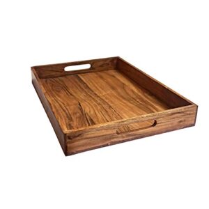 Kaizen Casa |Wooden Rectangular Serving Tray, Wood Plate, Tea/Drink Platter, Dinner Serving Tray, Snack Tray |Size_16"x 12" x 2” |Home Restaurants Coffee, Food, Breakfast, Dinner Décor