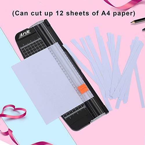 ArtAt A4 Portable Paper Cutter: 12 inch Paper Trimmer Scrapbooking Tool for Photo Gift Cards Kraft Paper Label and Coupon with Automatic Security Safeguard Paper Trimmers