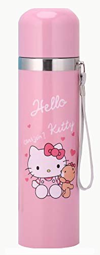 Thermoses for hot food mug an vacuum coffee bottle cold hot water insulated flask。Thermoses for hot drinks stainless steel thermo tea container (500 ml, Cat Pink)