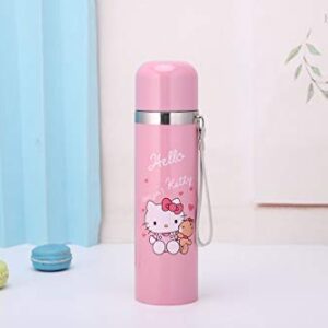 Thermoses for hot food mug an vacuum coffee bottle cold hot water insulated flask。Thermoses for hot drinks stainless steel thermo tea container (500 ml, Cat Pink)