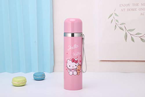 Thermoses for hot food mug an vacuum coffee bottle cold hot water insulated flask。Thermoses for hot drinks stainless steel thermo tea container (500 ml, Cat Pink)