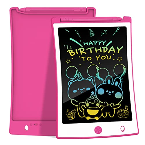 JefDiee LCD Writing Tablet Colourful Kids Drawing Writing Boards, Electronic Learning and Education Toys, Doodle Scribbler Boards Gifts for Kids and Toddlers at Home, School and Kindergarten (Pink)