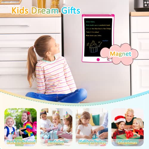 JefDiee LCD Writing Tablet Colourful Kids Drawing Writing Boards, Electronic Learning and Education Toys, Doodle Scribbler Boards Gifts for Kids and Toddlers at Home, School and Kindergarten (Pink)