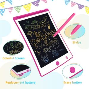 JefDiee LCD Writing Tablet Colourful Kids Drawing Writing Boards, Electronic Learning and Education Toys, Doodle Scribbler Boards Gifts for Kids and Toddlers at Home, School and Kindergarten (Pink)