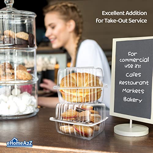 EHOMEA2Z Food Containers Clear with Lids Hinged Take Out Clam Shells Clamshell Packaging, Durable and Easy Grip, Pie To Go Containers For Desserts, Restaurants, Parties(5" x 5" - 40 Count)