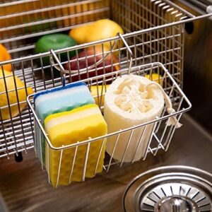 Kitchen Sponge Holder, Kitchen Sink Caddy, Stainless Steel Rust Proof Kitchen Brush Soap Dishwashing Liquid Drainer Rack