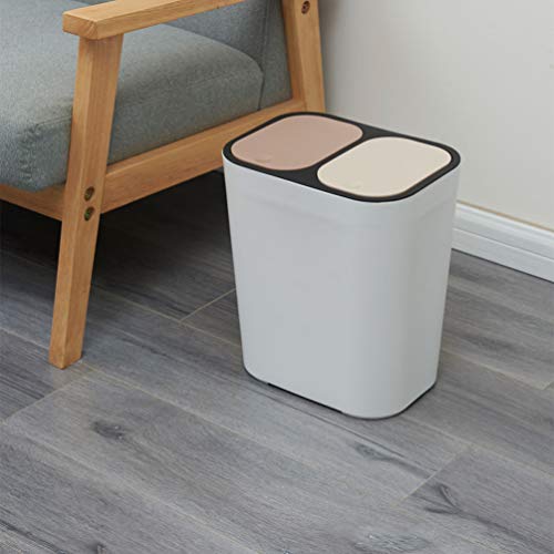 DOITOOL Garbage Bin Dual Trash Bin Garbage Classification Trash Can Classified Rubbish Bin with Dual Compartment Lid for Kitchen Living Room Office Garbage Bin Trash Cans Outdoor