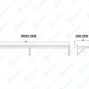 10" X 72" Stainless Steel Wall Shelf | Metal Shelving | Garage, Laundry, Storage, Utility Room | Restaurant, Commercial Kitchen | NSF…