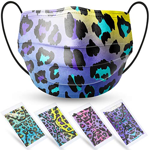 Kids' 60-Pack Individually Packaged Disposable Face Masks Leopard Gradient Pattern Ear Loop Hidden Nose Metal Strip Rainbow