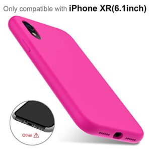 DEENAKIN iPhone Xr Case with Screen Protector,Soft Flexible Silicone Gel Rubber Bumper Cover,Slim Fit Shockproof Protective Phone Case for iPhone Xr Hot Pink