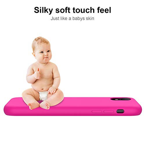 DEENAKIN iPhone Xr Case with Screen Protector,Soft Flexible Silicone Gel Rubber Bumper Cover,Slim Fit Shockproof Protective Phone Case for iPhone Xr Hot Pink