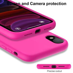 DEENAKIN iPhone Xr Case with Screen Protector,Soft Flexible Silicone Gel Rubber Bumper Cover,Slim Fit Shockproof Protective Phone Case for iPhone Xr Hot Pink