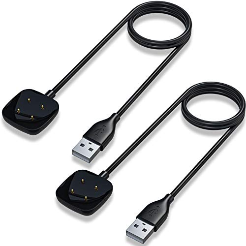 Maledan Compatible with Fitbit Sense & Versa 3 Charger Replacement USB Charging Cable Dock Stand for Sense 2/Sense/Versa 4/Versa 3 Smartwatch, 2 Pack 3.3Ft Durable Portable Charger Dock Cable Cord