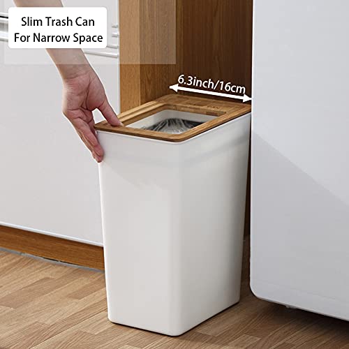 Slim Trash Can Plastic Wastebasket Garbage Container Bin for Bathroom Kitchen Office