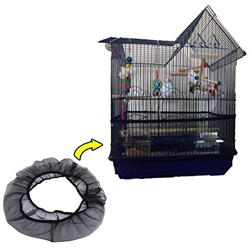 N//A Bird Seed Catcher Large Nylon Net Feather Seeds Collection Net Cover Birdcage Skirt Cage Debris Controls The Mess