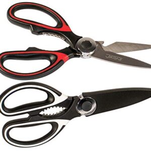 Jikoni twin-pack multipurpose kitchen scissors - heavy-duty kitchen shears, stainless steel dishwasher safe, meat, poultry, chicken, and general use, and suitable for both left and right handed people