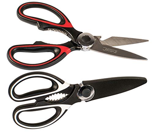 Jikoni twin-pack multipurpose kitchen scissors - heavy-duty kitchen shears, stainless steel dishwasher safe, meat, poultry, chicken, and general use, and suitable for both left and right handed people