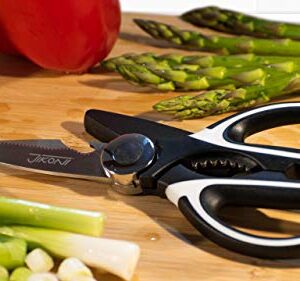 Jikoni twin-pack multipurpose kitchen scissors - heavy-duty kitchen shears, stainless steel dishwasher safe, meat, poultry, chicken, and general use, and suitable for both left and right handed people