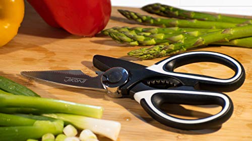 Jikoni twin-pack multipurpose kitchen scissors - heavy-duty kitchen shears, stainless steel dishwasher safe, meat, poultry, chicken, and general use, and suitable for both left and right handed people