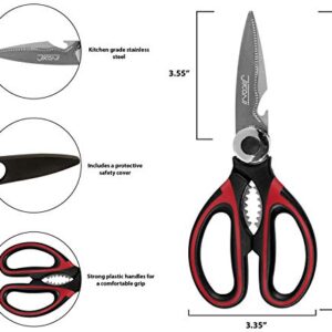 Jikoni twin-pack multipurpose kitchen scissors - heavy-duty kitchen shears, stainless steel dishwasher safe, meat, poultry, chicken, and general use, and suitable for both left and right handed people