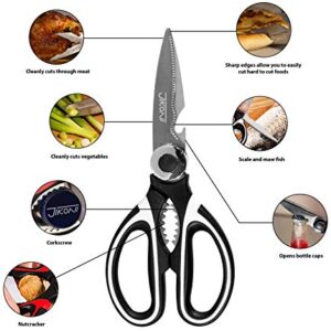 Jikoni twin-pack multipurpose kitchen scissors - heavy-duty kitchen shears, stainless steel dishwasher safe, meat, poultry, chicken, and general use, and suitable for both left and right handed people