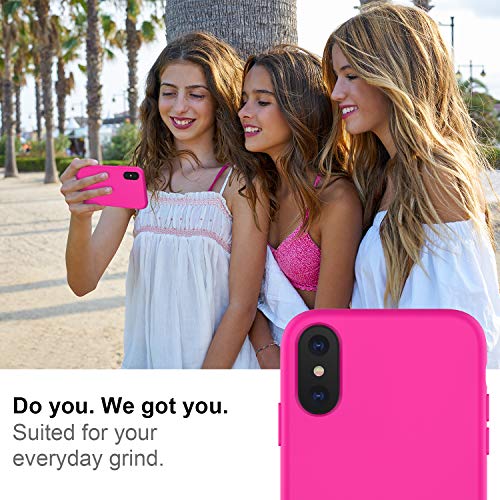 DEENAKIN iPhone Xs Max Case with Screen Protector,Soft Flexible Silicone Gel Rubber Bumper Cover,Slim Fit Shockproof Protective Phone Case for iPhone Xs Max Hot Pink