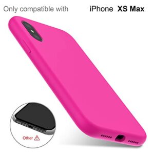 DEENAKIN iPhone Xs Max Case with Screen Protector,Soft Flexible Silicone Gel Rubber Bumper Cover,Slim Fit Shockproof Protective Phone Case for iPhone Xs Max Hot Pink