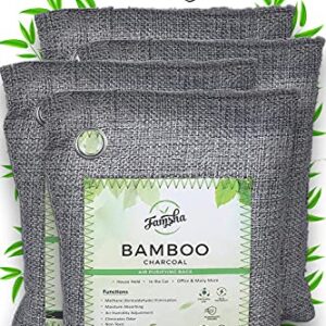 Famsha 200gm Premium MOSO Bamboo Charcoal Air Purifying Bags, Activated Charcoal Bags Odor Absorber, Provides Natural & Fresh Air for your Home, Car & Office