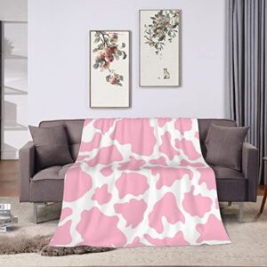 Pink Cow Print Adult Kids Fleece Blanket Throw Blanket for Bedding Living Room Decor Sofa Blanket 50"X40"