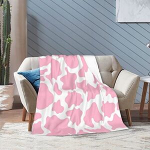 Pink Cow Print Adult Kids Fleece Blanket Throw Blanket for Bedding Living Room Decor Sofa Blanket 50"X40"