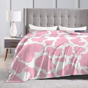 Pink Cow Print Adult Kids Fleece Blanket Throw Blanket for Bedding Living Room Decor Sofa Blanket 50"X40"