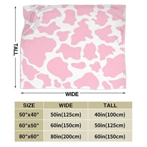 Pink Cow Print Adult Kids Fleece Blanket Throw Blanket for Bedding Living Room Decor Sofa Blanket 50"X40"